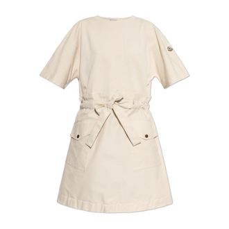 Moncler Baumwoll-Minikleid mit G&uuml;rtel - - Dresses - Damen - Beige - M