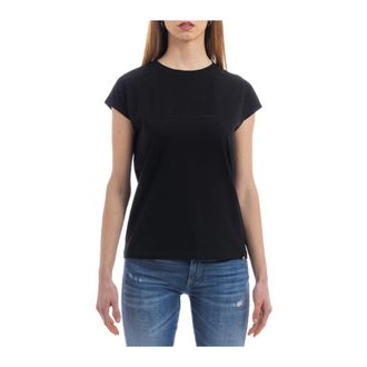 Herno Femme, Tops, Noir, Taille: 46 FR T-shirt extensible avec logo strass