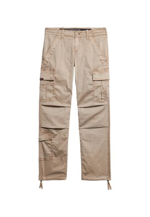 Superdry Damen Gerade Cargohose mit niedriger Leibh&ouml;he Dunkelbeige Strukturiert 42