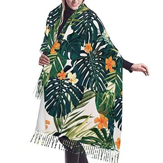 Generic Feuilles De Palmier &Agrave; Fleurs Tropicales D&Eacute;t&eacute; Hawa&iuml;ennes Femme Etole &Eacute;l&eacute;gant Foulard Chaud Scarf Pour Hiver Automne Mariage Soir&eacute;e