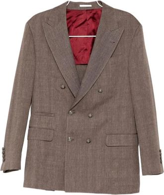 Brunello Cucinelli Zweireihiger Blazer - - Jackets - Herren - Braun - XL