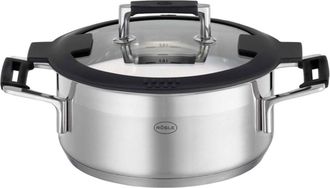 Rösle SILENCE PRO Bratentopf, Hochwertiger Universaltopf aus Edelstahl 18/10, 20 cm, Glasdeckel, Innenskalierung, induktionsgeeignet, spülmaschinengeeignet,