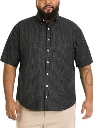 Van Heusen Chemise boutonnée à Manches Courtes pour Homme, Noir, XL Taille Tall
