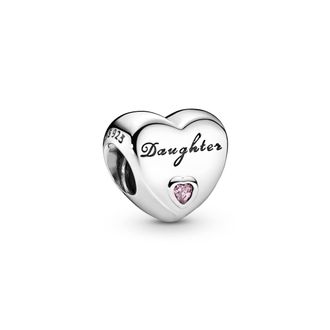 Pandora Damen-Bead Daughter-Herz 925 Silber Zirkonia rosa - 791726PCZ