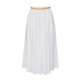 Elisabetta Franchi Stretch-Baumwollrock mit Schmuckdetail - - Skirts - Damen - Wei&szlig; - L