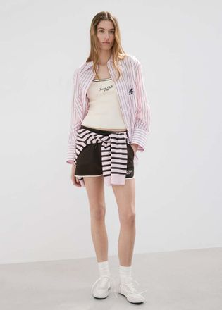 Mango Haut message brod&eacute; liser&eacute; contraste &eacute;cru - Femme - S - MANGO