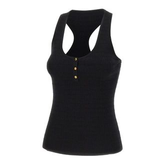 Elisabetta Franchi Femme, Tops, Noir, Taille: 40 FR Micro-braided Knit Top