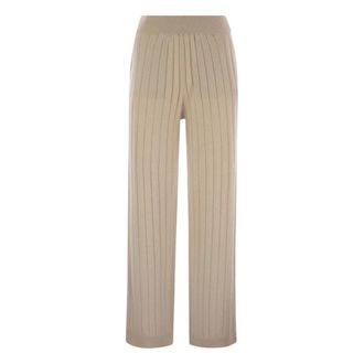 Brunello Cucinelli Femme, Pantalons, Beige, Taille: 40 FR Wide Pantalons