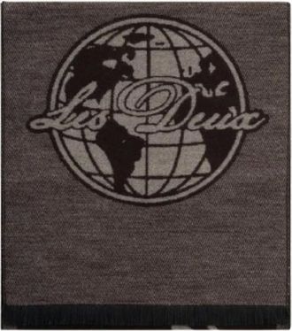 Les Deux Homme, Accessoires, Brun, Taille: ONE Size Globe Logo Woven Scarf