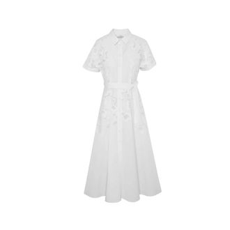 Beatrice .B Femme, Robes, Blanc, Taille: 40 FR Robe Chemisier en Popeline Brod&eacute;