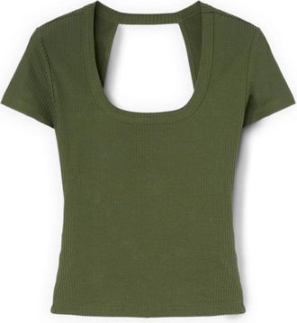Motivi Femme, Blouses et Chemises, Vert, Taille: 42 FR T-shirt en jersey c&ocirc;tel&eacute; avec d&eacute;coupe