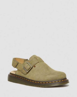 Dr. Martens Jorge II Tumbled Nubuck Leder Slingback Mules in Gr&uuml;n, Gr&ouml;&szlig;e: 40