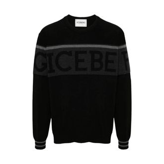 Iceberg Gerippter Strick-Logopullover - - Knitwear - Herren - Schwarzk - L
