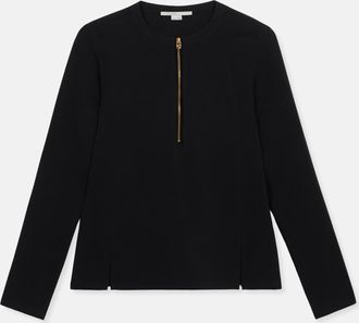 Stella McCartney Arlesa Double Split Hem Zip Blouse, Woman, Black, Size: 34