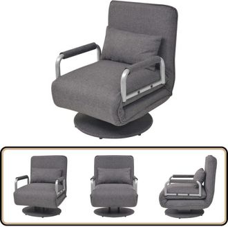 vidaXL Drehsessel mit Schlaffunktion Dunkelgrau Stoff - Drehsessel - Schlafsofa - Wohnzimmersofa - Lounge Chair - Multifunktionsmöbel