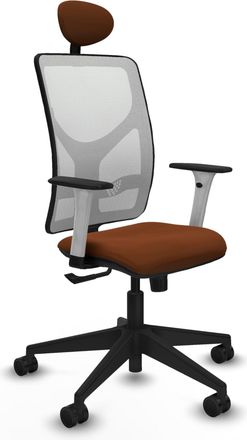 Piqueras y Crespo B&uuml;rostuhl mit wei&szlig;en und schwarzen Armlehnen, h&ouml;henverstellbare Lendenwirbelst&uuml;tze und festes Kopfteil, ausgestattet mit 3 Positionen, Wei&szlig;/Braun