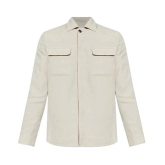 Eleventy Homme, Vestes, Beige, Taille: L Veste chemise en lin m&eacute;lang&eacute;