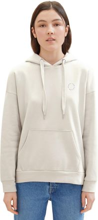 Tom Tailor Tom Tailor Denim Damen Loose Fit Hoodie mit Print, 10479 - Beige Grey, M