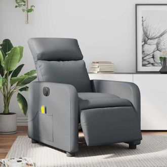 vidaXL Massagesessel Elektrisch Grau Kunstleder - Vidaxl