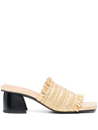 Ganni mules &agrave; effet fronc&eacute; Smock 65 mm - Or