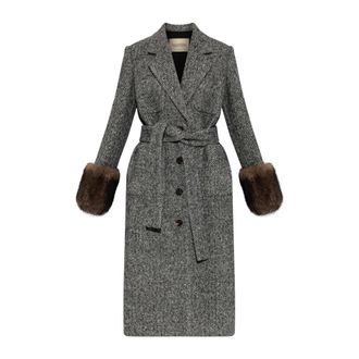 Valentino Garavani Wollmantel mit Fischgr&auml;tenmuster - - Coats - Damen - Grau - XS