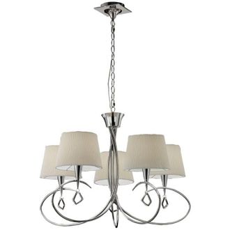 Mantra Inspired Mantra - Mara - Suspension à 5 ampoules E14, chrome poli avec abat-jour blanc ivoire