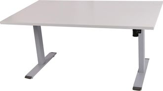 Szagato Gestell für Schreibtisch stufenlos elektrisch höhenverstellbar BxTxH: 118x70x(71-121) cm lichtgrau, 2 Tastenfeld für alle gängigen Tischplatten geeign
