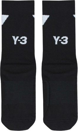 Yohji Yamamoto unisex, Sous-vêtements, Noir, Taille: S Chaussettes Hautes Noires avec Logo et Bords Côtelés