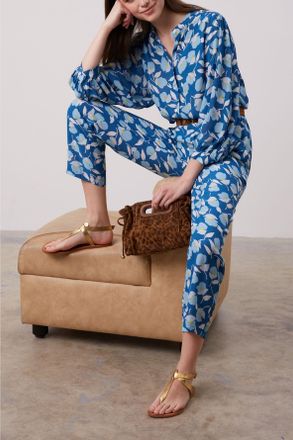 Gerard Darel Pantalon fluide pivoines - DAMYA - Bleu Glacier