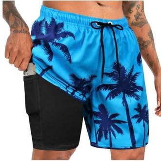 Generic HUIWDP Short de bain d&eacute;t&eacute; tendance en polyester pour homme S&eacute;chage rapide Taille &eacute;lastique Pantalon de plage Traje De Ba&ntilde;o, A15, 3XL