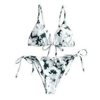 Generic Ensemble de bikini pour femme taille haute avec col en V, contr&ocirc;le du ventre, push-up deux pi&egrave;ces, maillot de bain de vacances, dos nu, v&ecirc;tements de v