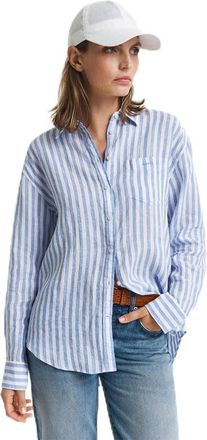 GANT Damen REL Striped Linen Shirt Bluse, Sailor Blue, 38