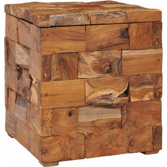 vidaXL Vidaxl - Tabouret de rangement en bois de teck massif - Dimensions 40 x 40 x 45 cm - Espace de rangement couvert - Pour int&eacute;rieur et ext&eacute;rieur