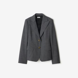 Burberry Veste tailleur en laine Check, Size: 04