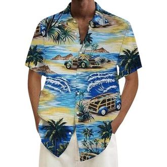 Generic Chemise hawa&iuml;enne d&eacute;t&eacute; pour homme - Motif palmier hawa&iuml;en des Cara&iuml;bes - Chemise amusante &agrave; manches courtes boutonn&eacute;e - Coupe ample - Style cubain - S