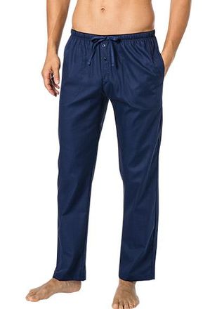 Novila Herren Pyjamahose blau Baumwolle unifarben