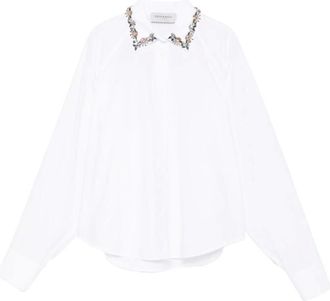 Ermanno Scervino Femme, Blouses et Chemises, Blanc, Taille: 38 FR Floral Embellishment Shirt