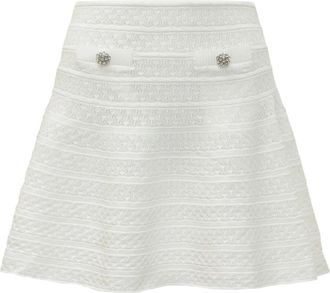 Self Portrait Femme, Jupes, Blanc, Taille: 40 FR Mini-jupe en maille pointelle