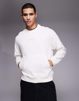 A|X Armani Exchange Sweatshirt mit Logo auf der Brust in Cremewei&szlig;