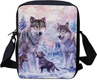 Hugs Idea Petit sac à bandoulière avec visage danimaux, Famille de loups, Small
