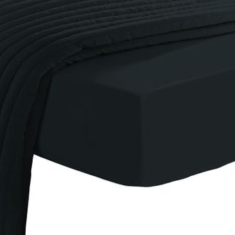 Pizuna Baumwoll-Spannbettlaken mit Fadenzahl 600 Schwarz 150x200, 100% langstapeliges Baumwoll-Spannbettlaken, Mako-Satin-Gewebe-Bettlaken ideal f&uuml;r Matratze