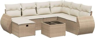 vidaXL Vidaxl - Salon de jardin avec coussins 8 pcs beige r&eacute;sine tress&eacute;e