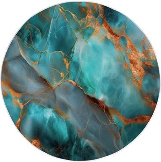 Generic 120 cm Abstrait Tapis Rond Salon, Luxe Texture Marbre Imprimer Tapis de Sol Décoration Antidérapant - Bleu pour Chambre Cuisine Balcon Terrasse Salle 