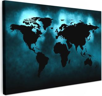 MuchoWow © Leinwandbild Groß 120x80 cm XXL Dekoration Wohnzimmer Bilder Aufhängen Wall Decoration Living Room Wohnungs Deko Moderne Leinwand Bild Weltkarte Wan