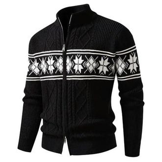 Generic NYSBH Game Cardigan long en tricot &eacute;pais avec fermeture &eacute;clair pour homme, Noir, 3XL