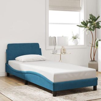 vidaXL Bettgestell mit Kopfteil Dover Blau 80x200 cm Samt Vidaxl