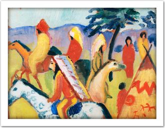Fine Art Prints Macke August Reitende Indianer Beim Zelt Large Framed Art Print Poster Wall Decor 18x24 indisch Wand Deko