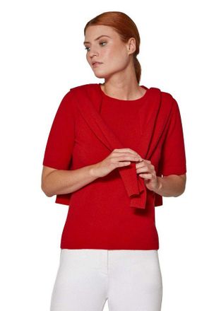 Madeleine Strickpullover Elegantes Twinset aus Schurwolle-Kaschmir Feinstrick mit V-Ausschnitt, Langarm, Cardigan und Halbarm-Pullover