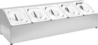 vidaXL R&eacute;cipient Gastronorm avec 5 Bacs Organisateur de Nourriture Conteneur de Stockage Restaurant H&ocirc;tel Maison GN 1/6 Acier Inoxydable