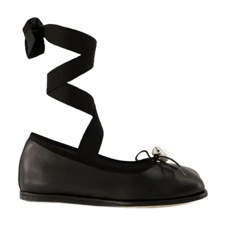 Simone Rocha Womens Heart Toe Calfskin Ballerina Black